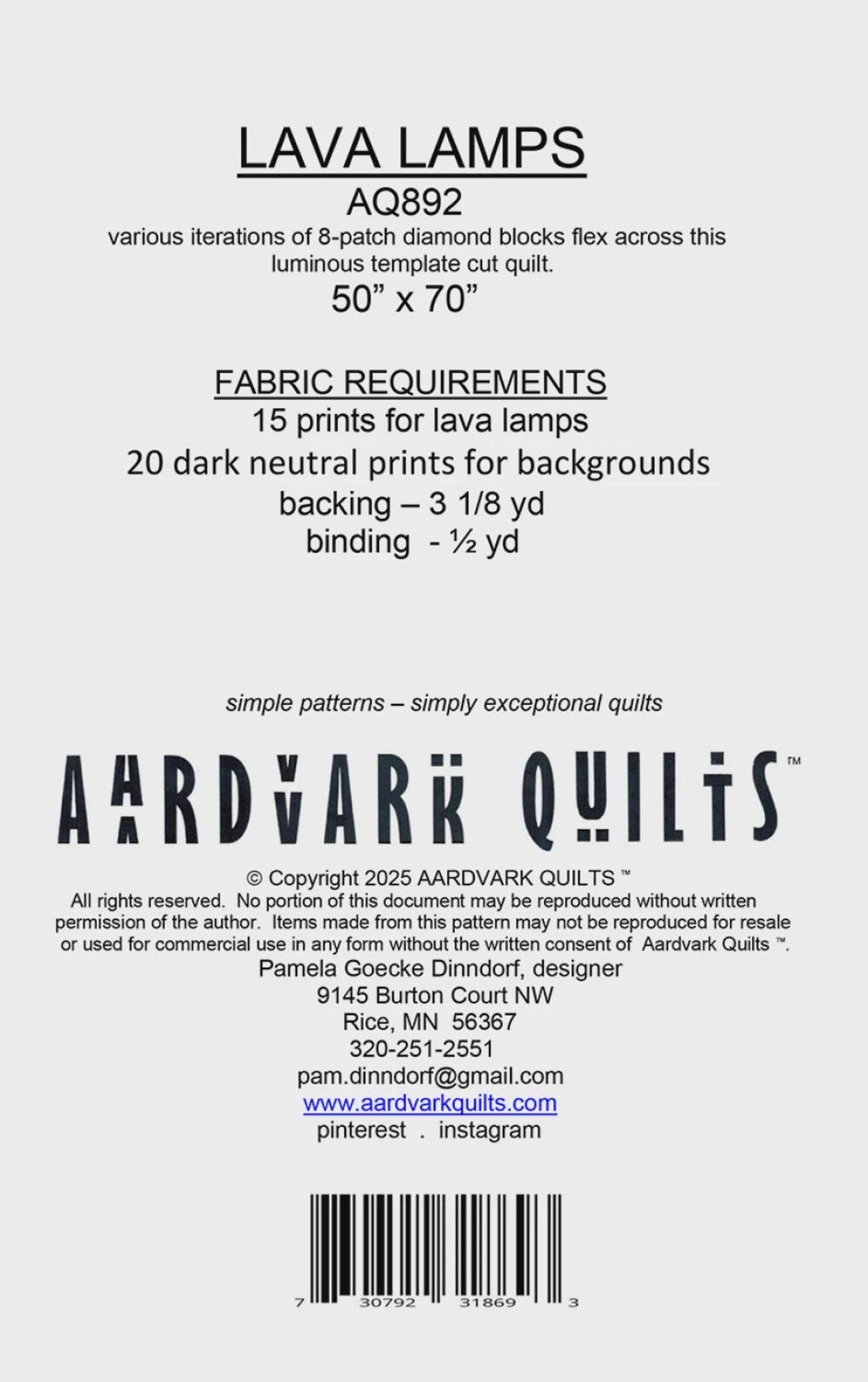 Lava Lamps Quilt Pattern | AQ892 | Pamela Dinndorf Aardvark Quilts ...