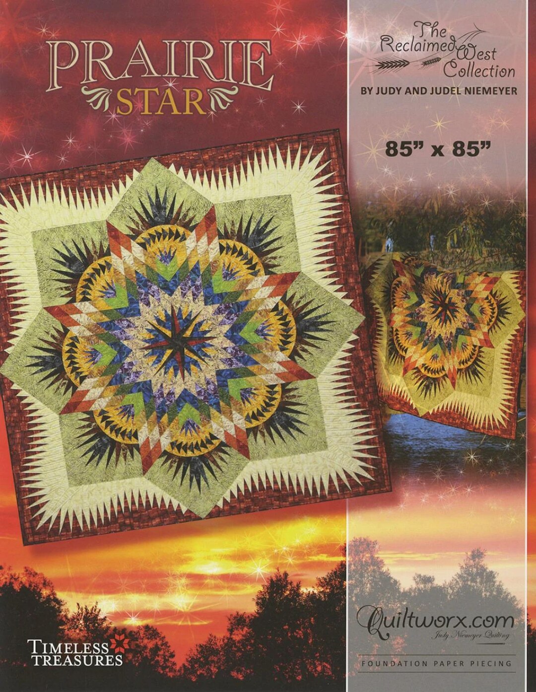 Prairie Star Quilt Pattern | Quiltworx Judy Niemeyer 85x85 | Batik ...