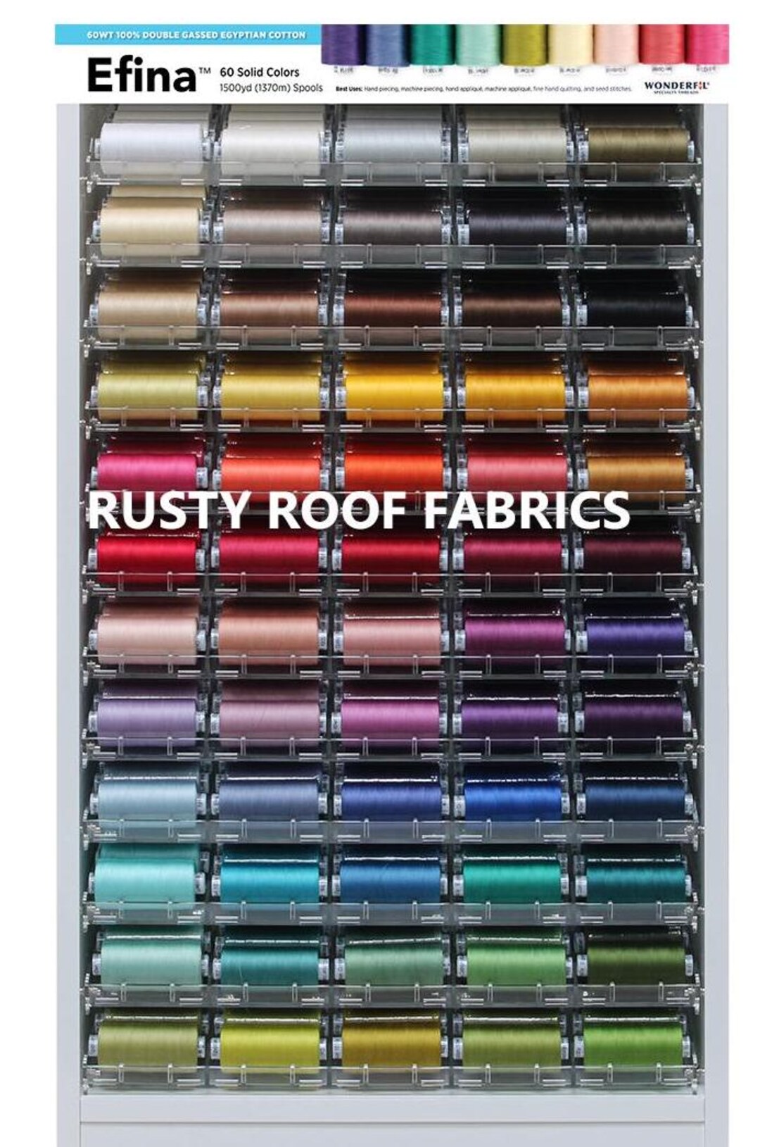 EFINA Thread MED SINGLE Spools | 1370M 60wt Cotton | Wonderfil | 60 Color Choices | Embroidery ...