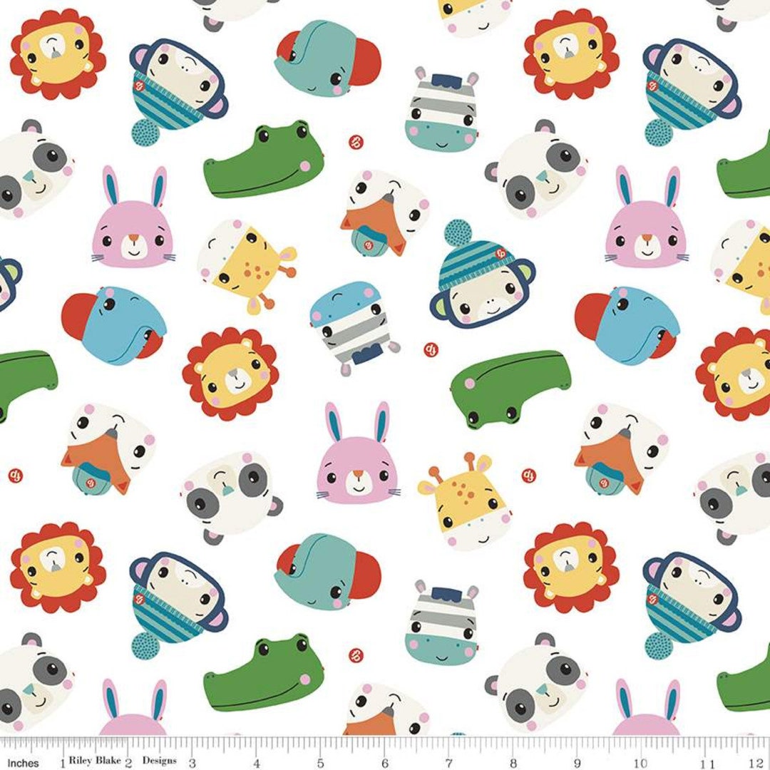 Let's Play Heads White | BTY BTHY Yard 1/2 Yard | Licensed Fisher-price ...