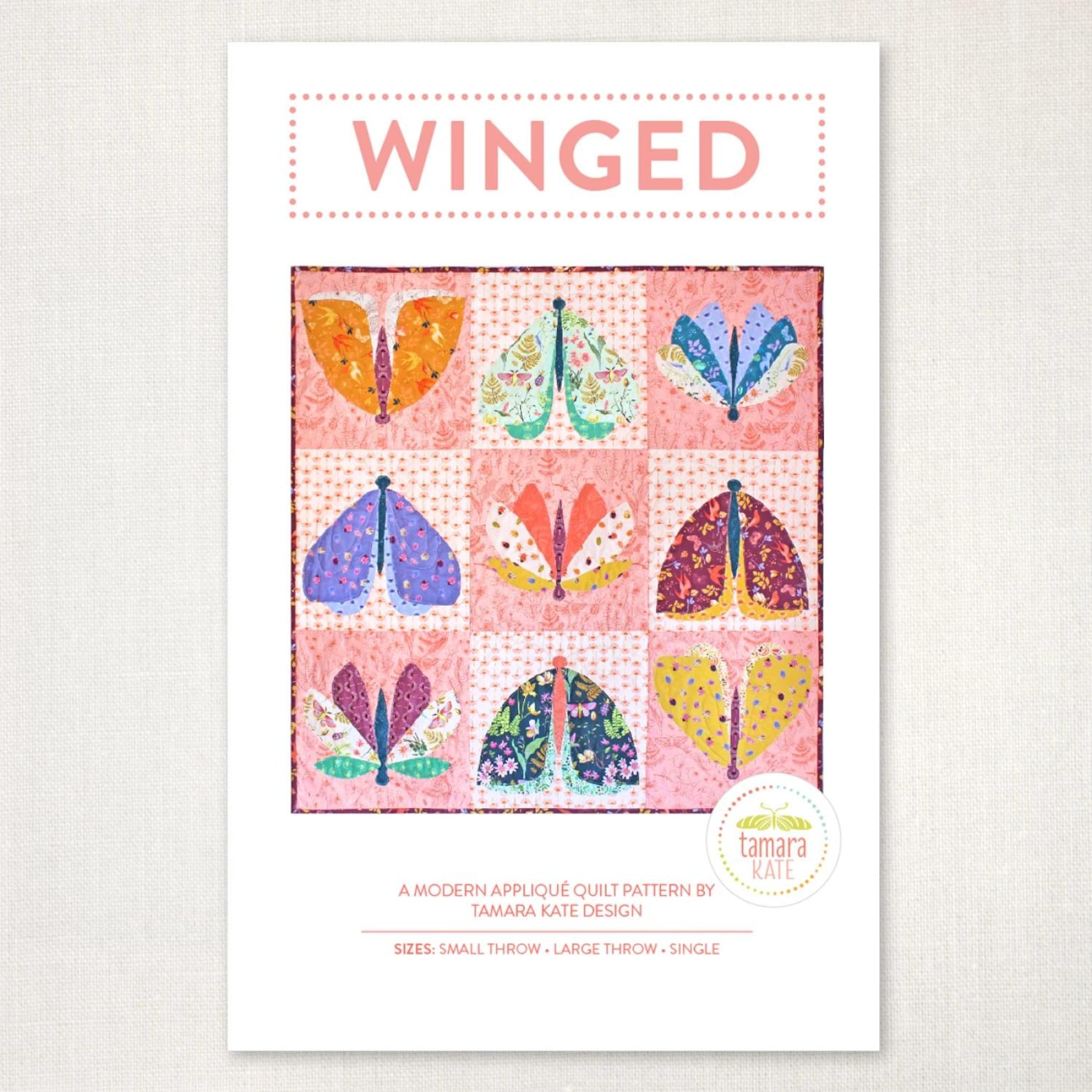 Winged Quilt Pattern | TK109 | Tamara Kate Designs Wondergarden ...
