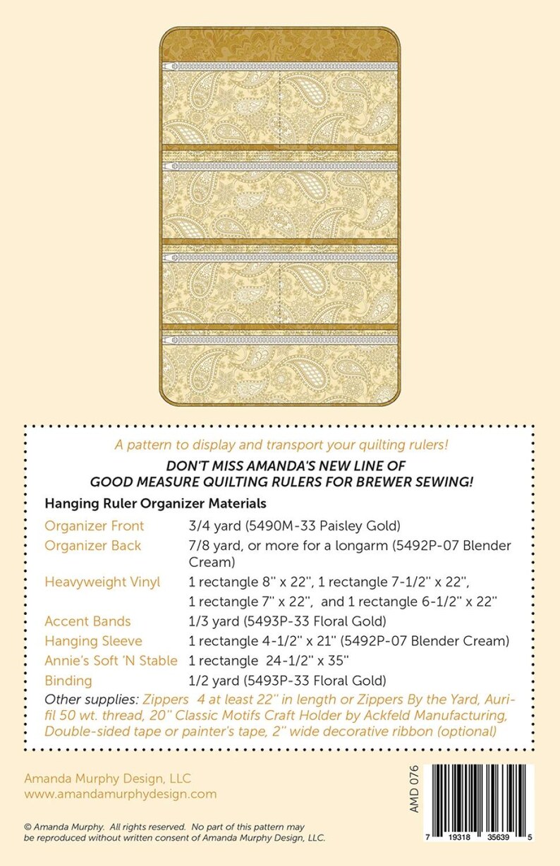 Hanging Ruler Organizer Pattern | Amanda Murphy Design Contempo ...