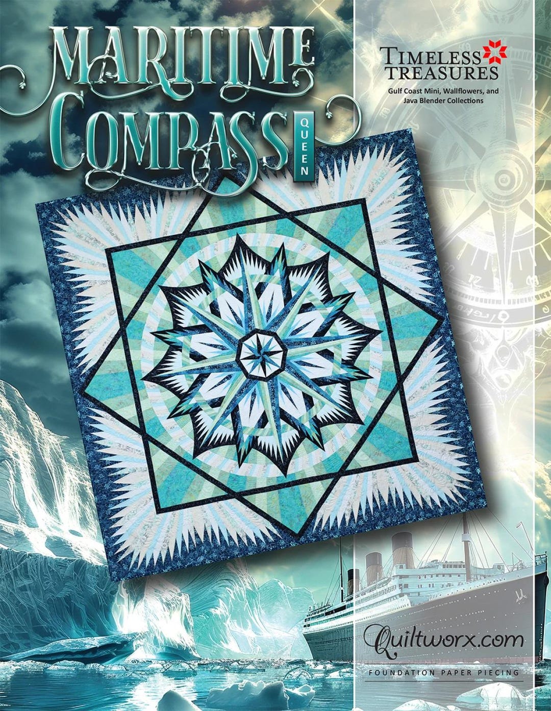 Maritime Compass Queen Quilt Pattern | Quiltworx Judy Niemeyer 99x99 ...