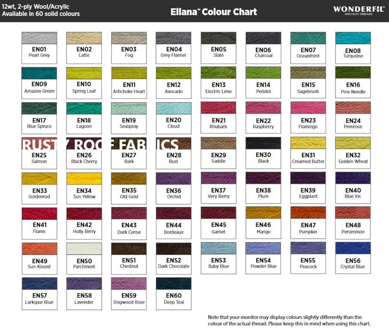ELLANA Color Chart Booklet | Sue Spargo | 28 Wt Merino Wool Acrylic ...