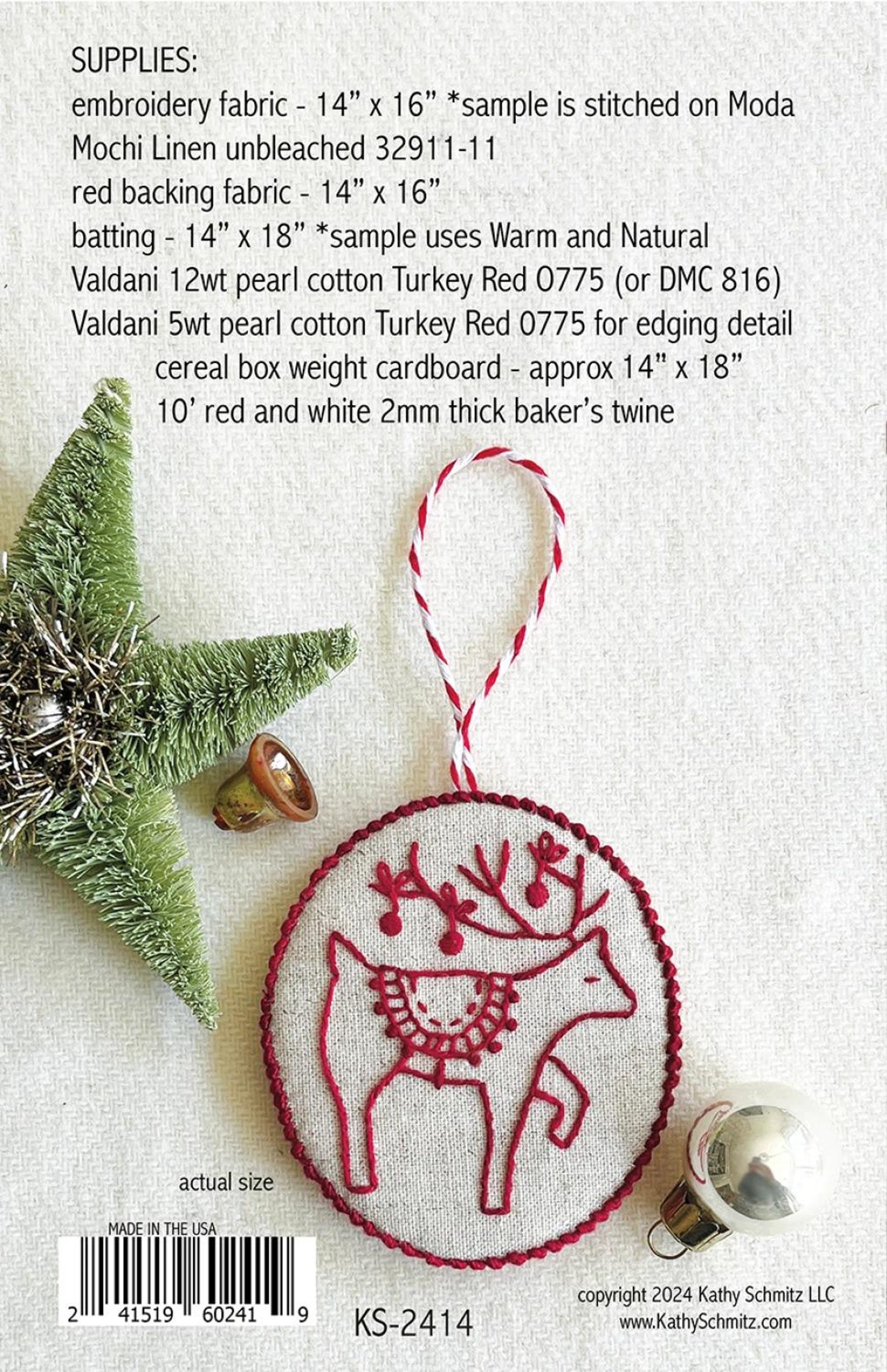 Jolly & Bright Redwork Ornaments Pattern 2414 | Kathy Schmitz Studio ...
