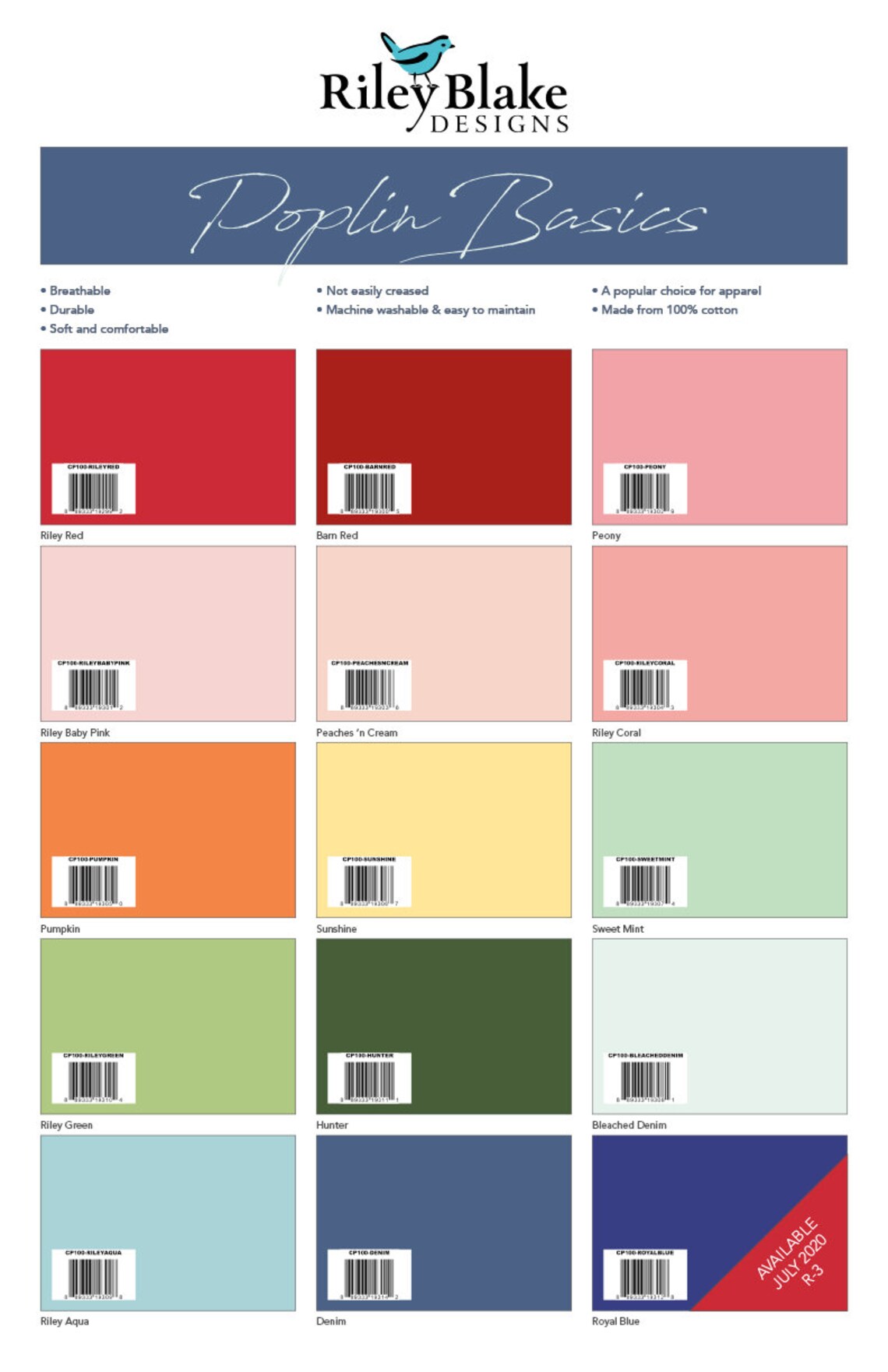 Cotton Poplin BEACH Riley Blake Designs Oeko-tex Organic BY the Half ...