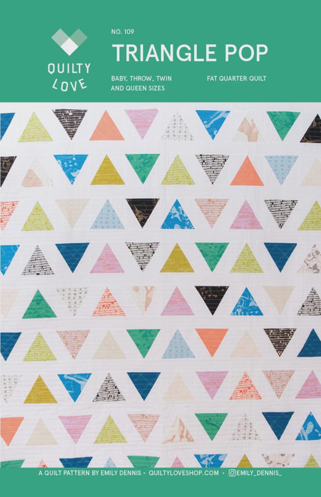Triangle Pop Quilt Pattern | QLP109 | Quilty Love Emily Dennis | Rusty ...