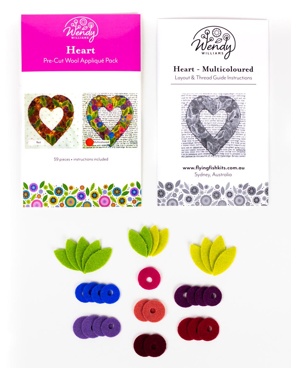 Wendy Williams HEART Felt Kits Thread Options | Pre-cut Wool Applique ...