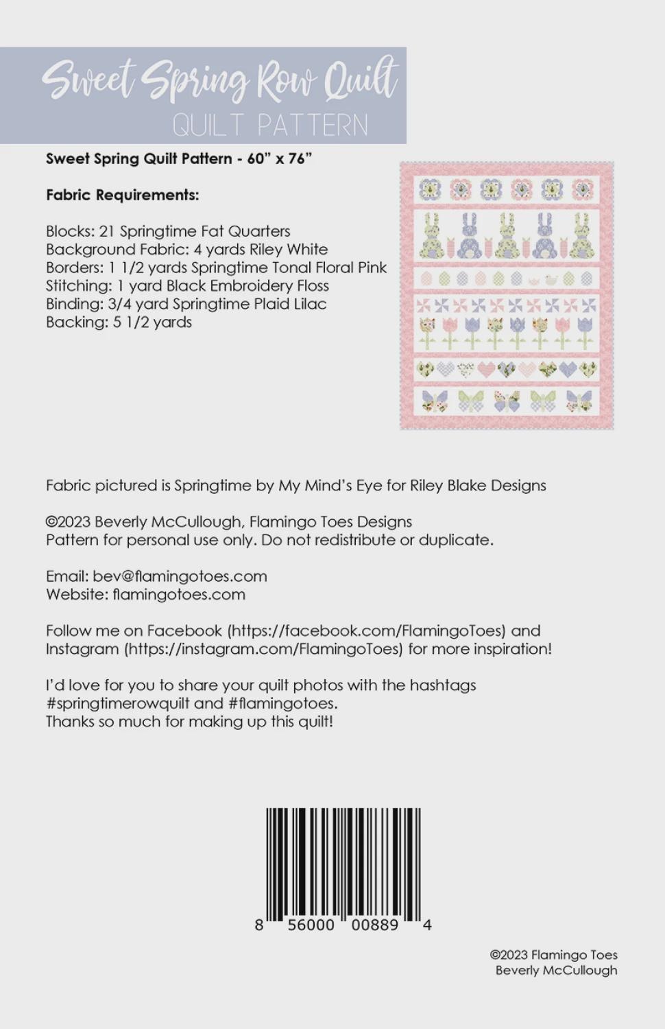 Sweet Spring Row Quilt Pattern | FT-8894 | Flamingo Toes Beverly ...