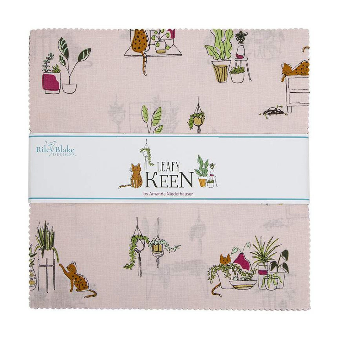LEAFY KEEN 10" Stacker Layer Cake | Cat Cats Kittens Fish Plants ...
