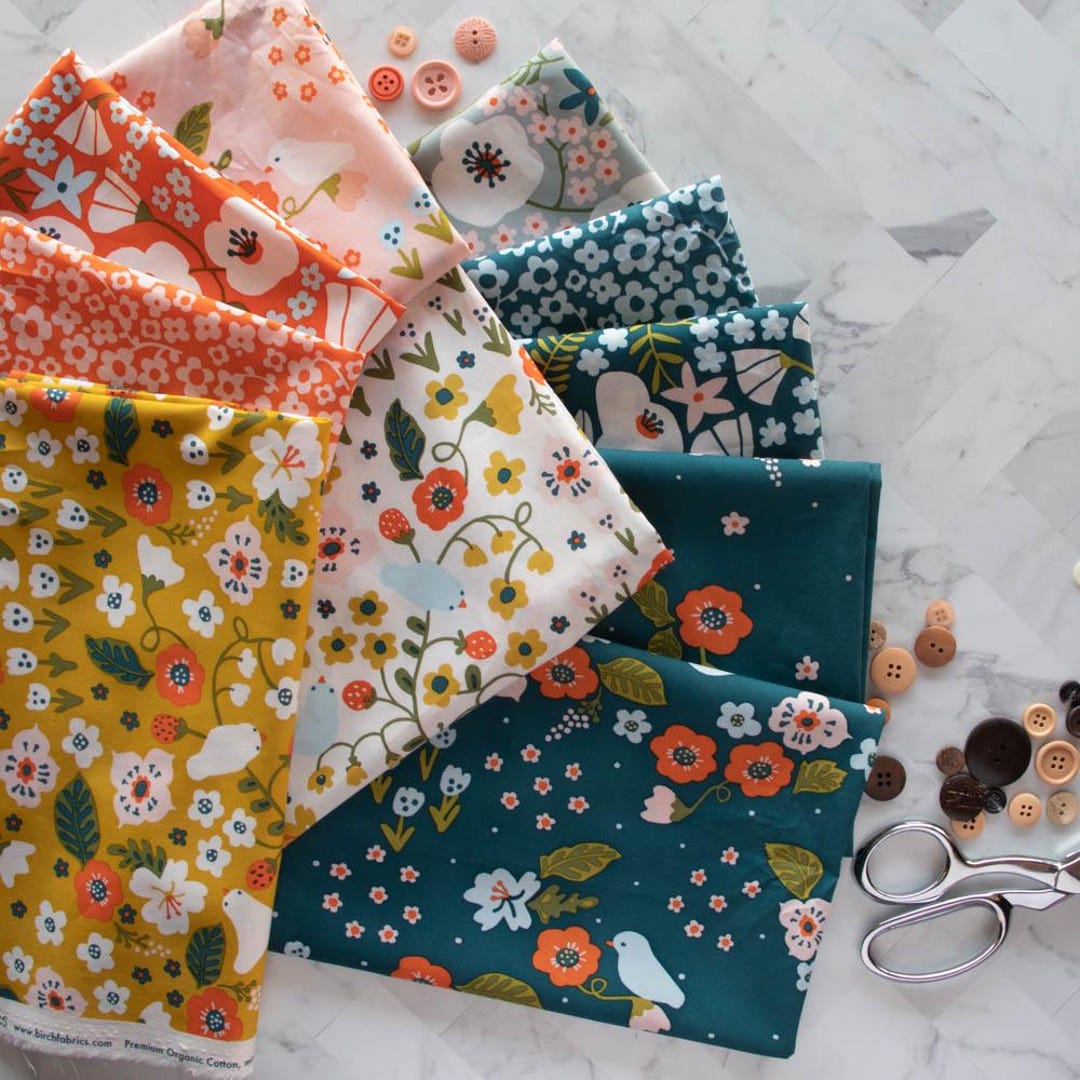 MARGOT Fat Quarter Bundle Birch Fabrics 10 FQ Organic Cotton Floral ...