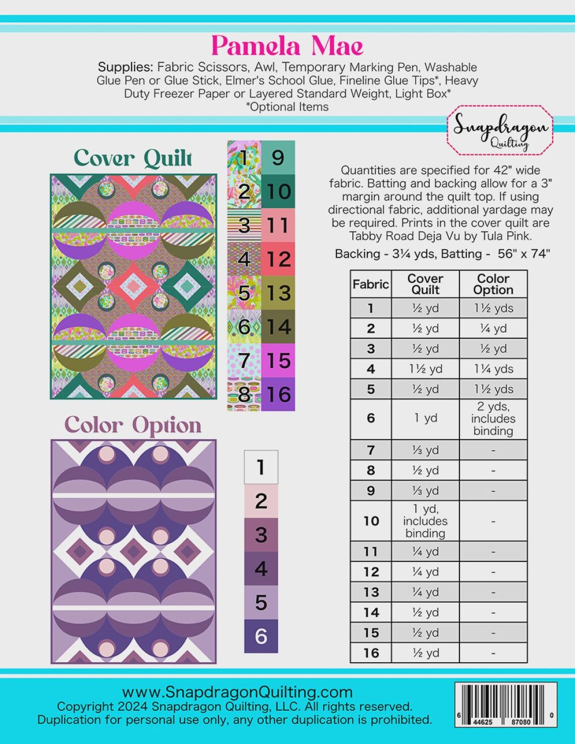 Pamela Mae Quilt Pattern |SDQ-70800 | Snapdragon Quilting Jennifer ...