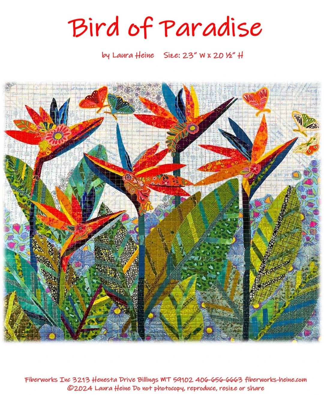 Bird of Paradise Collage Pattern | Laura Heine Fiberworks | 23" X 20 ...