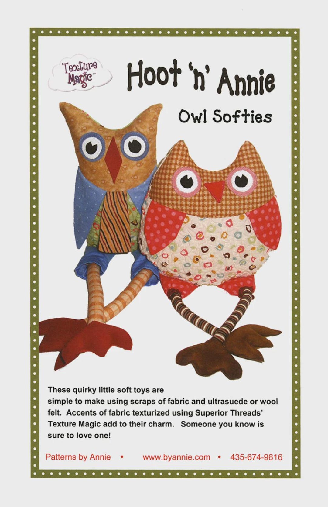 Hoot N Annie Pattern | PBA117 | Annie Annie Unrein | Owl Doll Toy ...