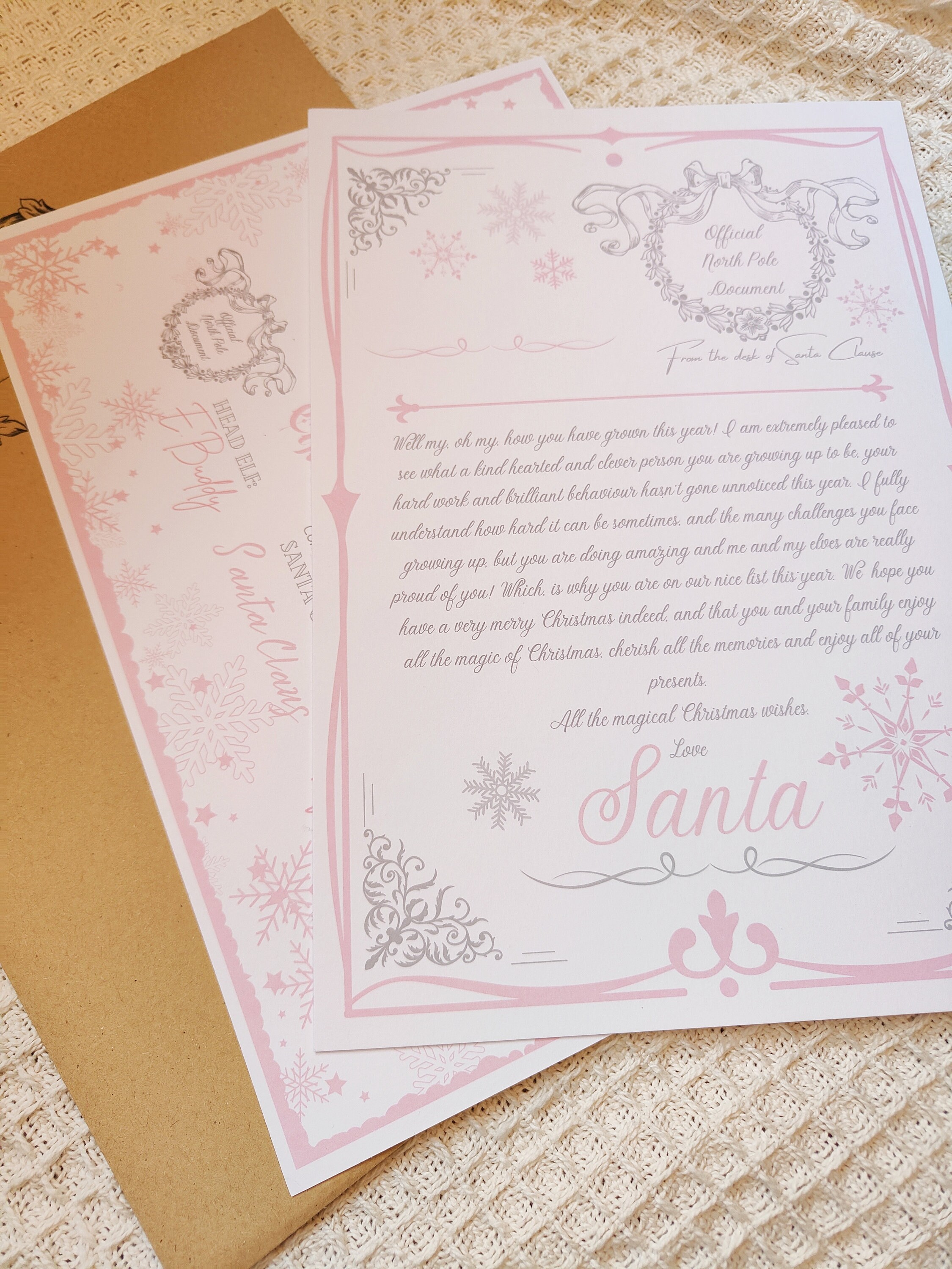 Pink Santa Letter and Certificate, Personalised Christmas Letter, Pink ...