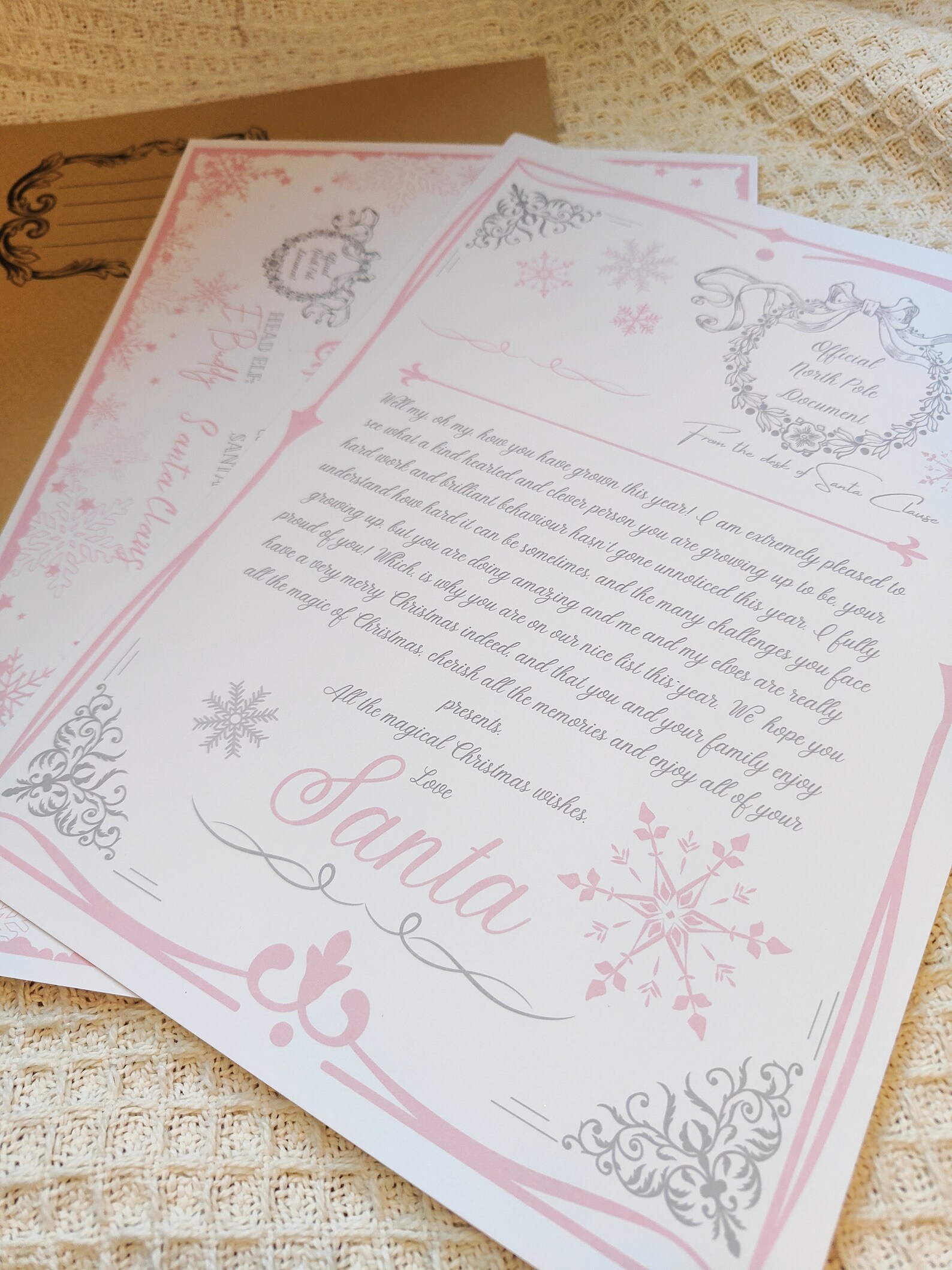 Pink Santa Letter and Certificate, Personalised Christmas Letter, Pink ...
