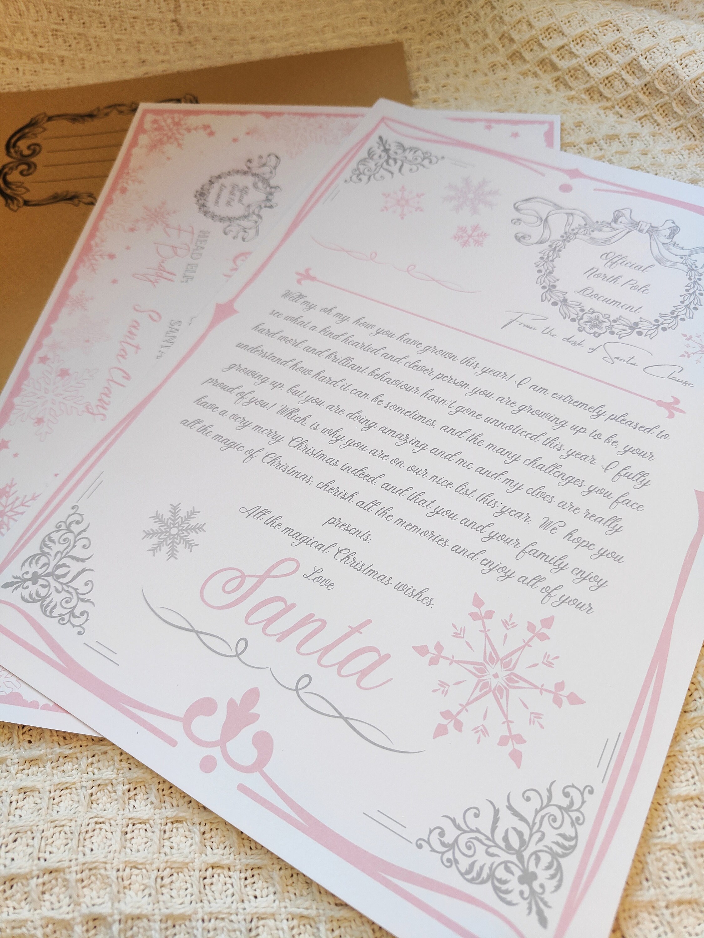 Pink Santa Letter and Certificate, Personalised Christmas Letter, Pink ...