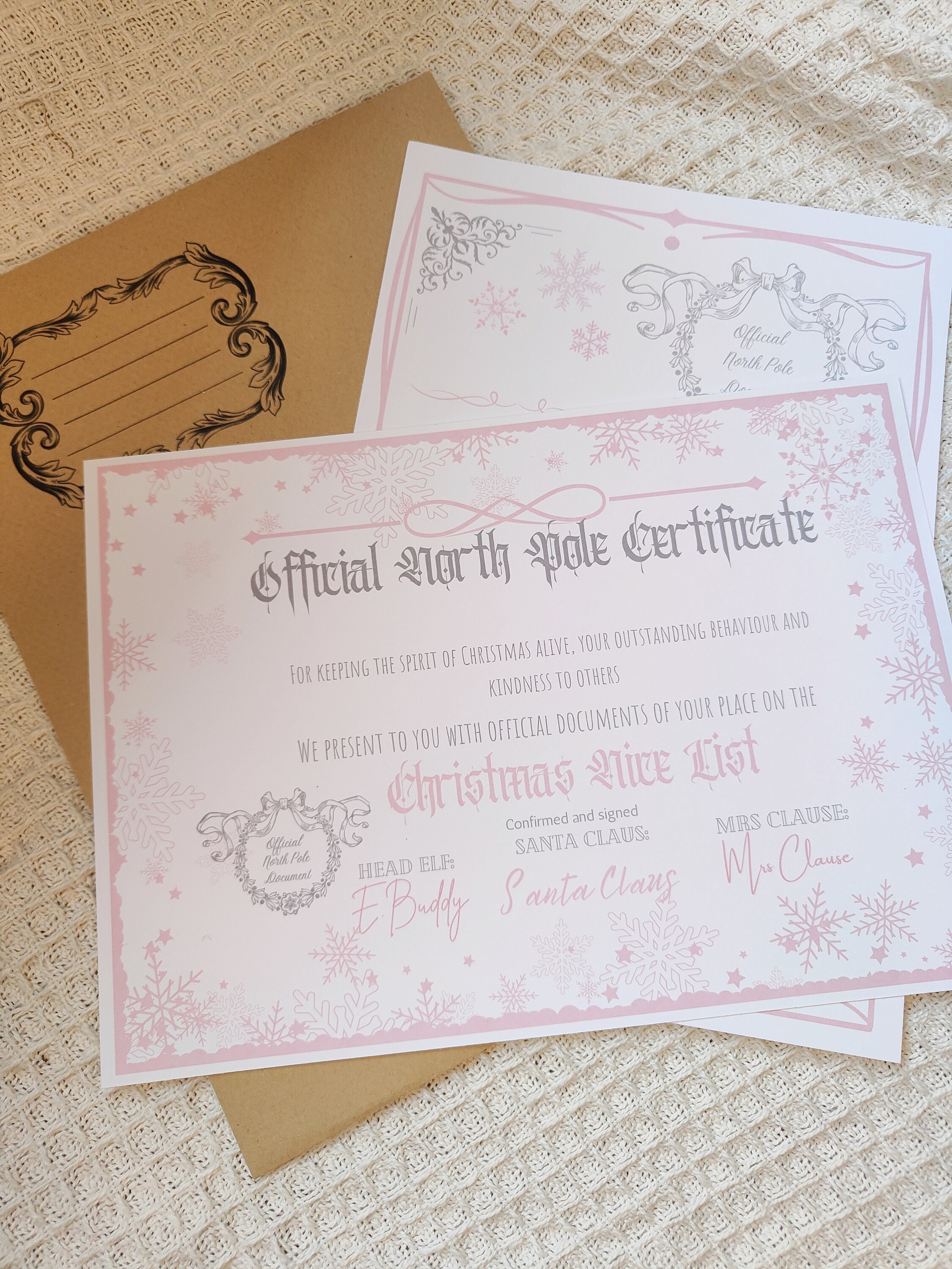 Pink Santa Letter and Certificate, Personalised Christmas Letter, Pink ...