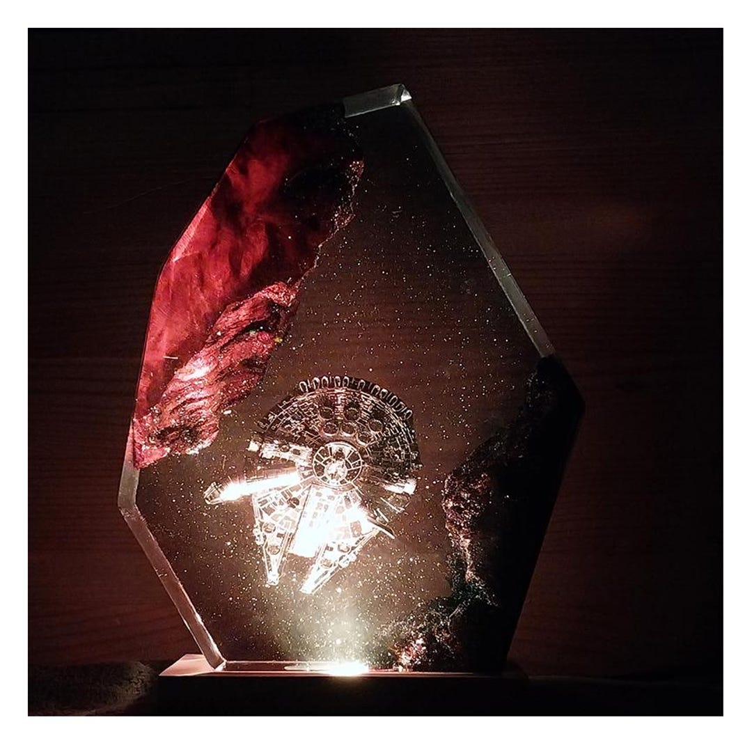 Resin and Wood Space Galaxy Lamp, Space Night Light, Epoxy Resin Lamp ...