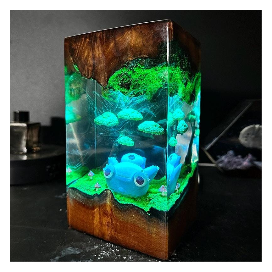Custom SNOR.LAX Wood Lamp, Custom Po.ke.mon, Art Diorama, Epoxy Night ...