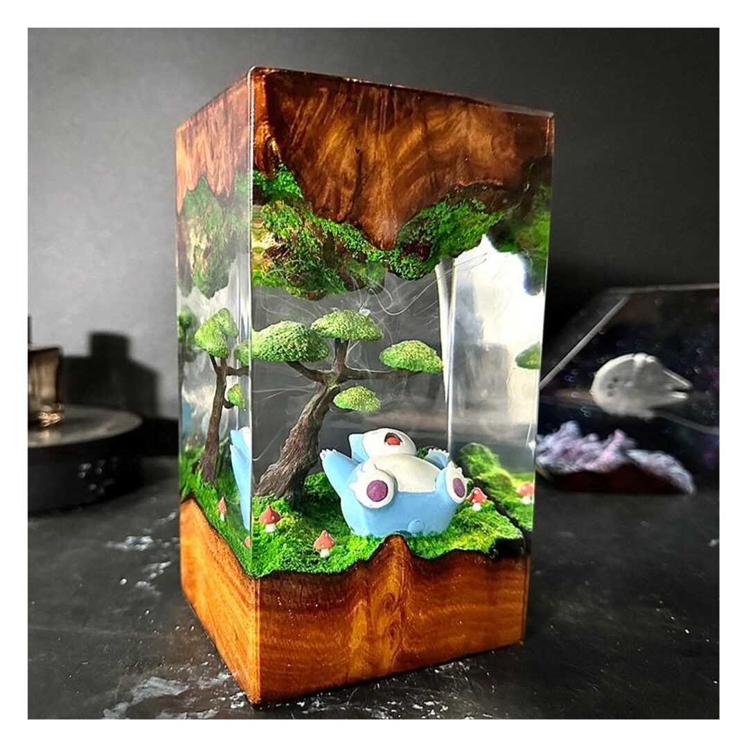 Custom SNOR.LAX Wood Lamp, Custom Po.ke.mon, Art Diorama, Epoxy Night ...
