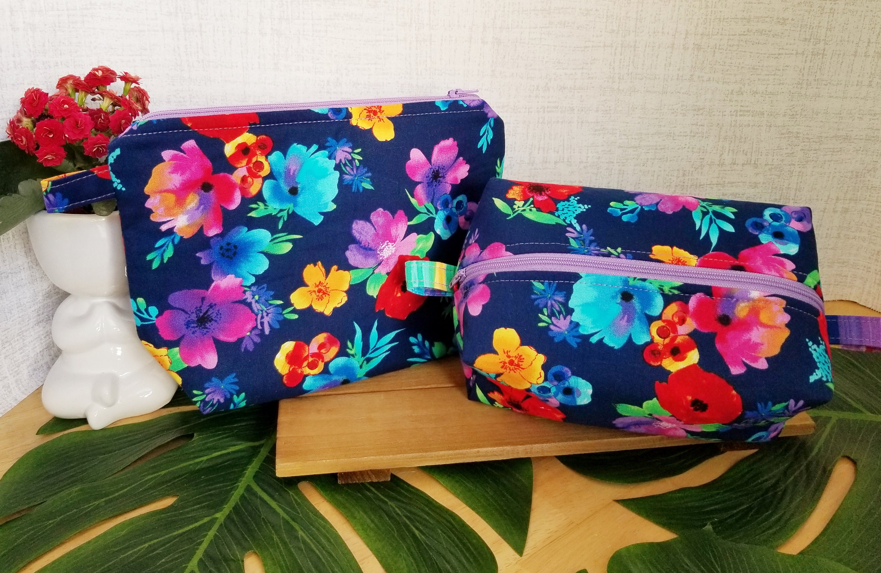 Blue Flowers Pattern Box/pouch Bag - Etsy