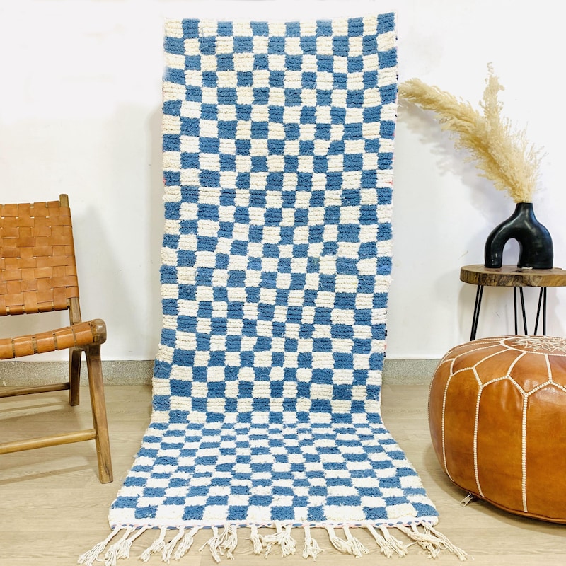 Checkered Rug Runner - Etsy