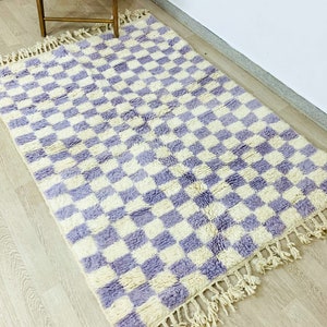 Moroccan Purple Checkered Rug, Checkerboard Handwoven Rugs, Custom Made ...