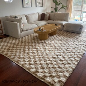 Beige and White Checkered Rug Moroccan Checkered Rug Beige - Etsy