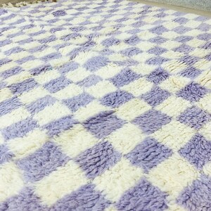 Moroccan Purple Checkered Rug, Checkerboard Handwoven Rugs, Custom Made ...