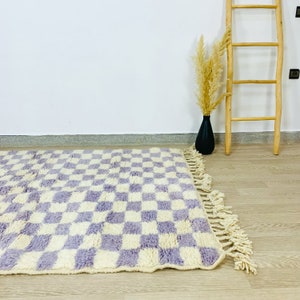 Moroccan Purple Checkered Rug, Checkerboard Handwoven Rugs, Custom Made ...