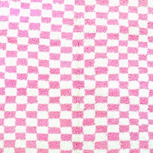 Pink Checkered Rug, Moroccan Checkered Rug, Pink and White Checkered ...