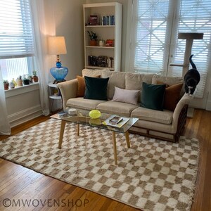 Beige and White Checkered Rug, Moroccan Checkered Rug, Beige Area Rug ...