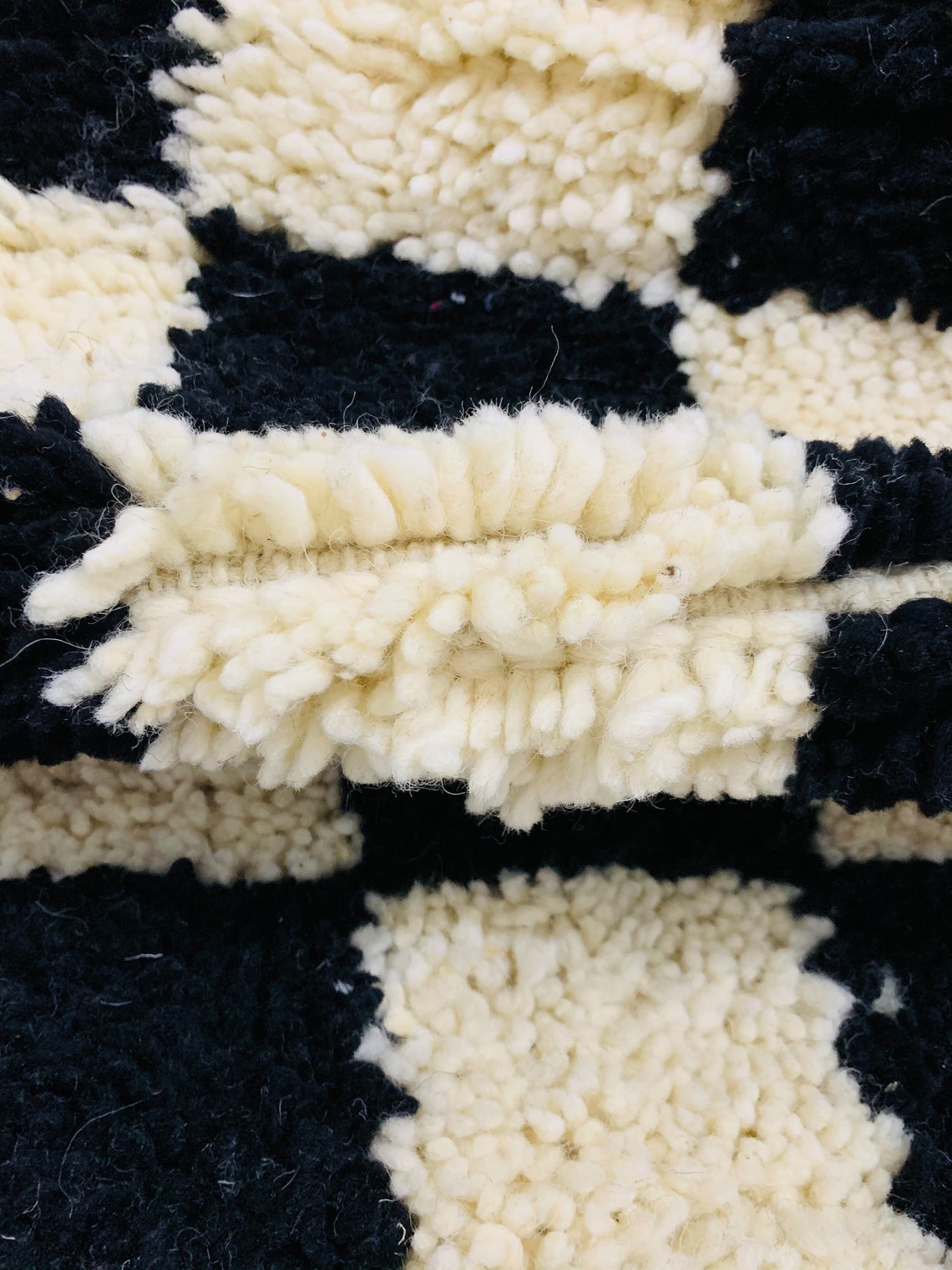 Black Moroccan Checkered Area Rug Checkerboard Handmade - Etsy