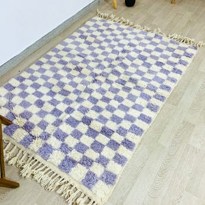Moroccan Purple Checkered Rug, Checkerboard Handwoven Rugs, Custom Made ...