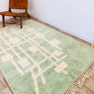 Large Green and White Moroccan Rug, Authentic Beni Ourain Rugs, Custom ...