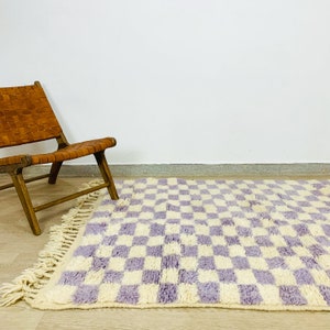 Moroccan Purple Checkered Rug, Checkerboard Handwoven Rugs, Custom Made ...