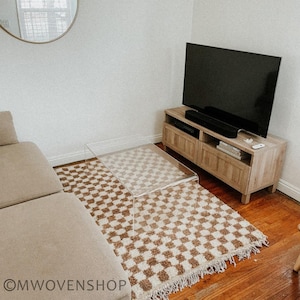 Beige and White Checkered Rug, Moroccan Checkered Rug, Beige Area Rug ...