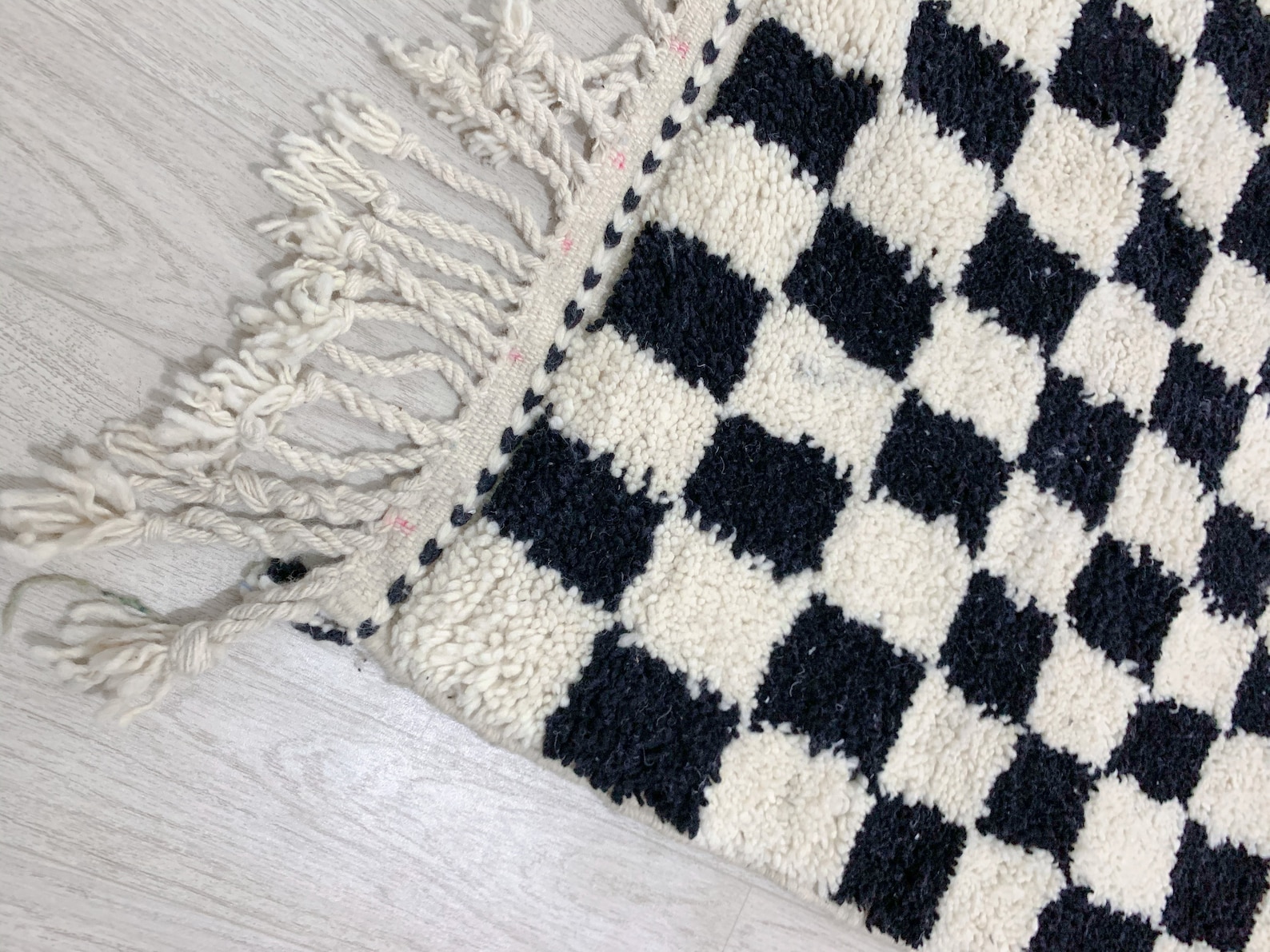 Black Moroccan Checkered Area Rug Checkerboard Handmade - Etsy