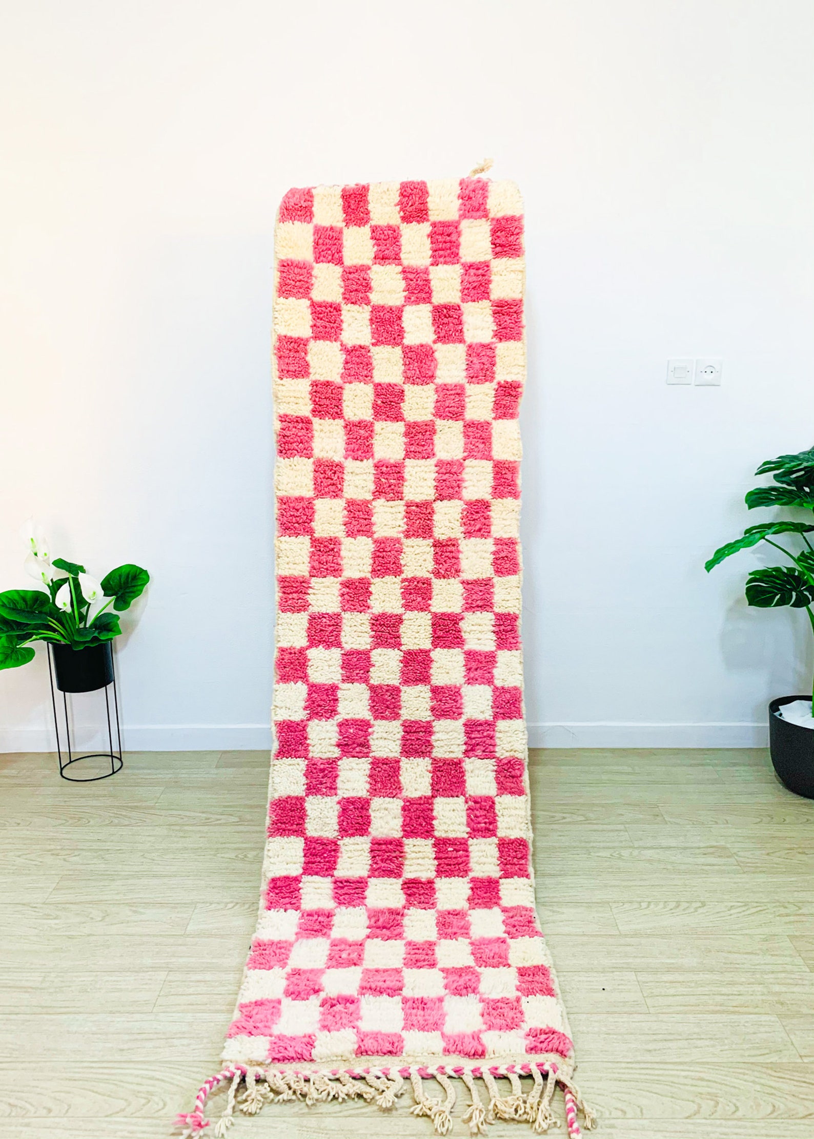 Pink Moroccan Checkered Area Rug Checkerboard Handmade - Etsy