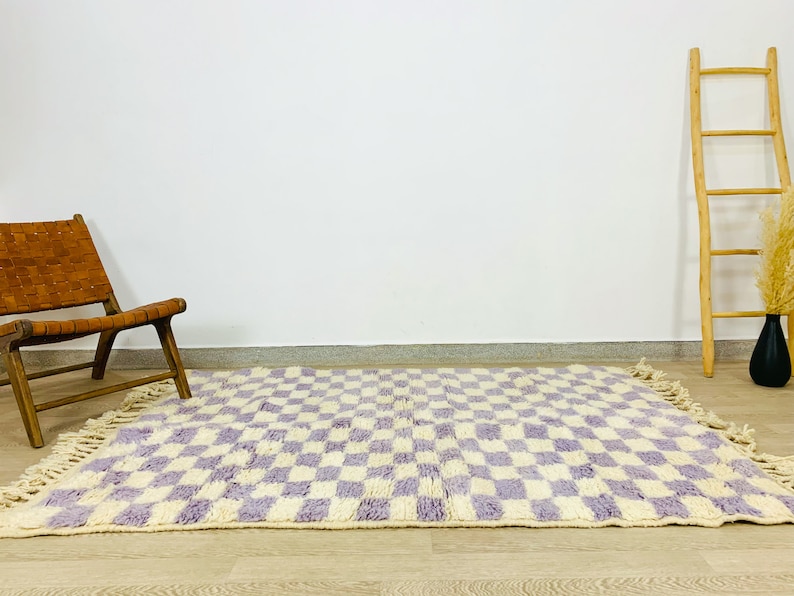 Moroccan Purple Checkered Rug, Checkerboard Handwoven Rugs, Custom Made ...