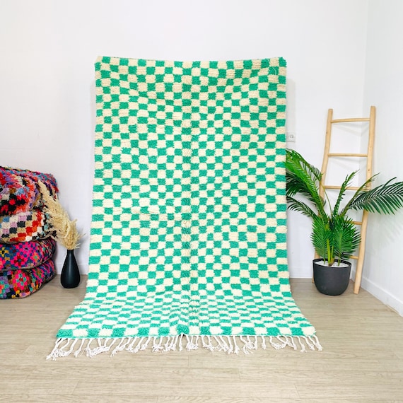 Green Moroccan Checkered Rug Checkerboard Handwoven Rugs - Etsy