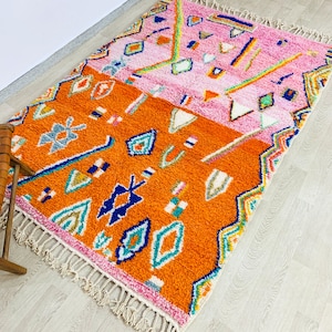 Pink Moroccan Rug, Custom Made Moroccan Carpet, Orange & Pink Rug ...