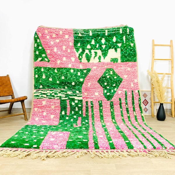 Pink and Green Rug - Etsy