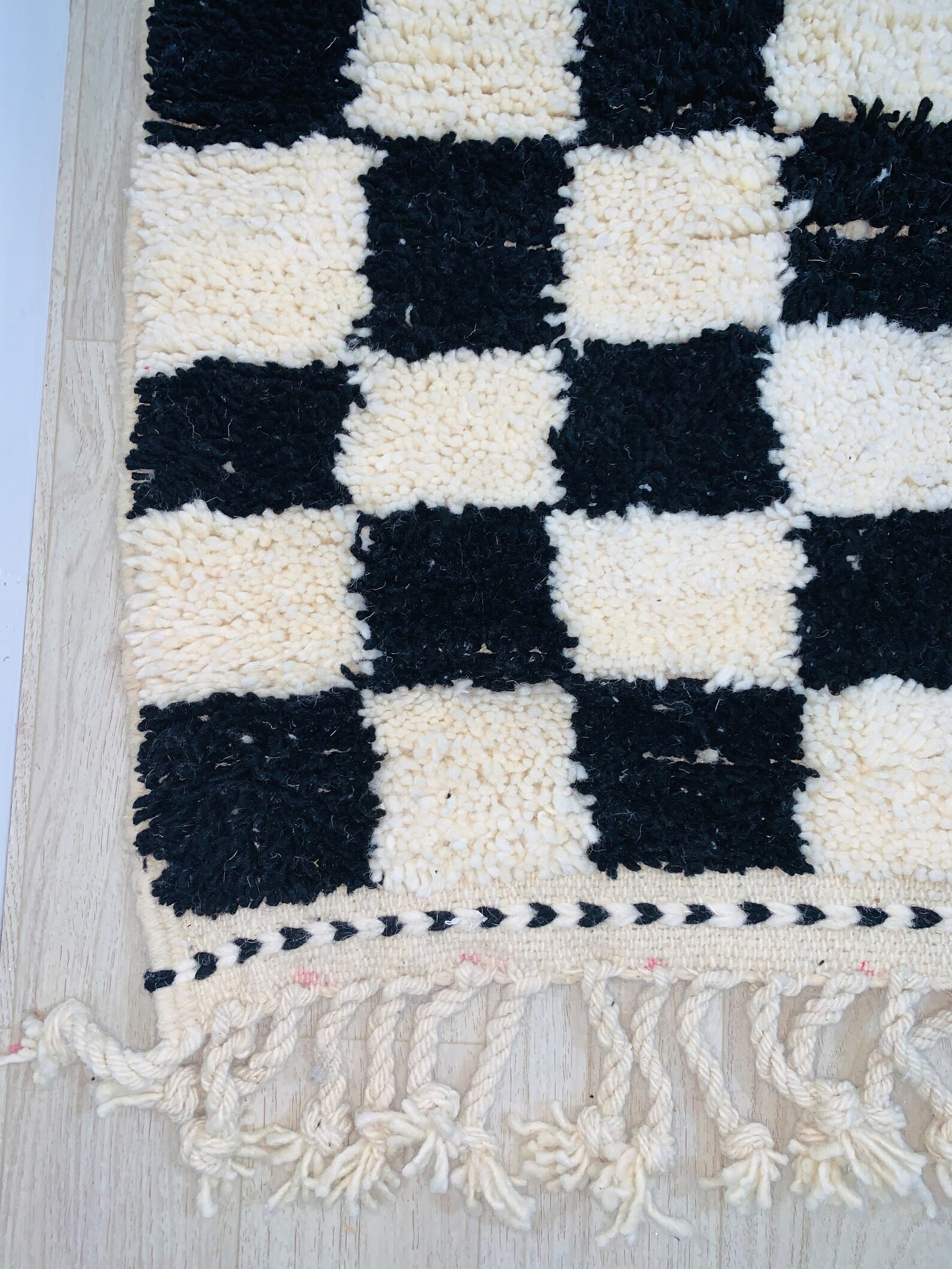 Black Moroccan Checkered Area Rug Checkerboard Handmade - Etsy
