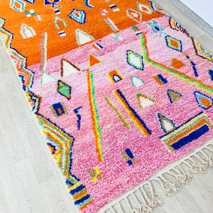 Pink Moroccan Rug, Custom Made Moroccan Carpet, Orange & Pink Rug ...