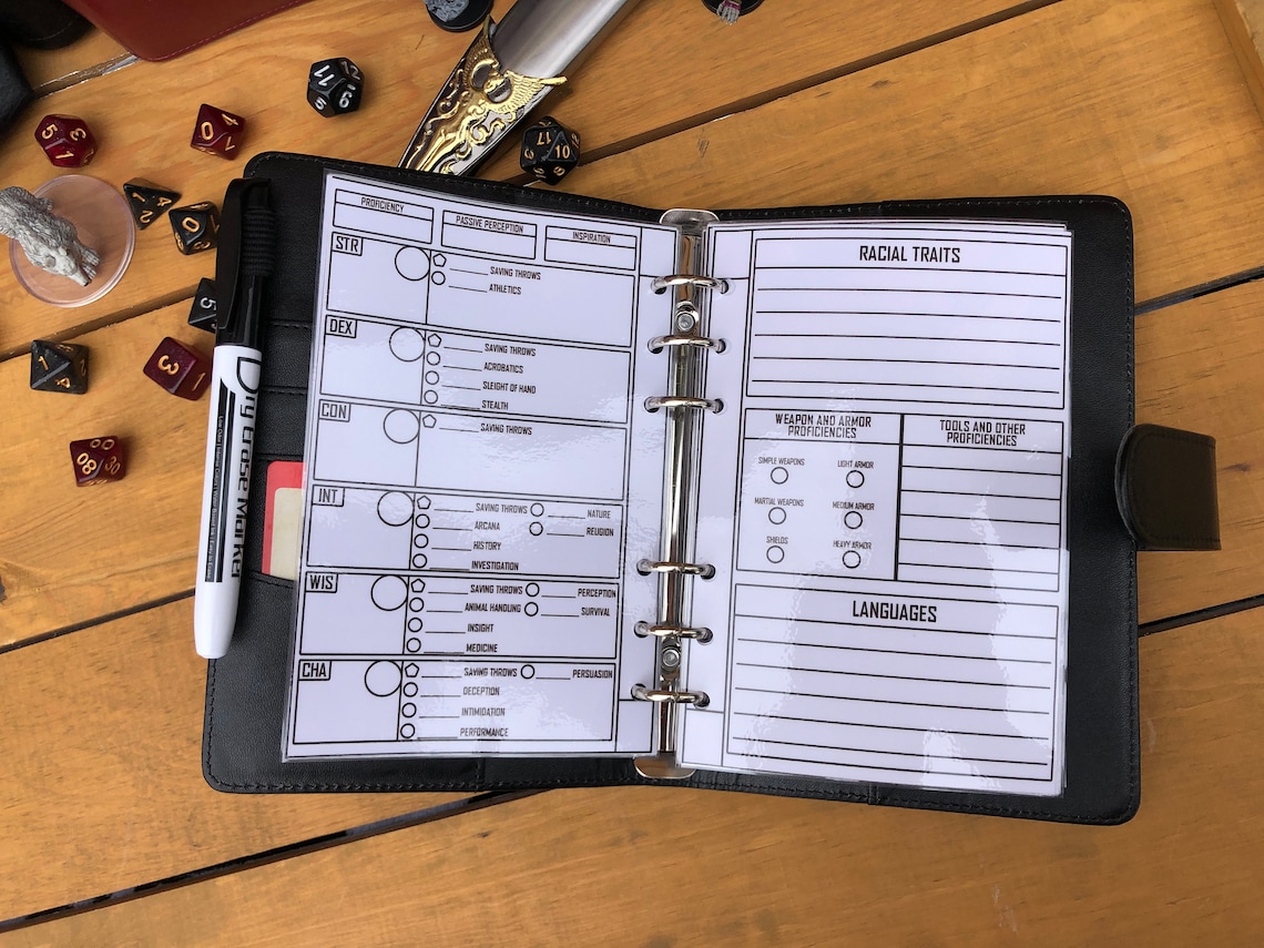 D&D Reusable Character Sheet Binder | Etsy