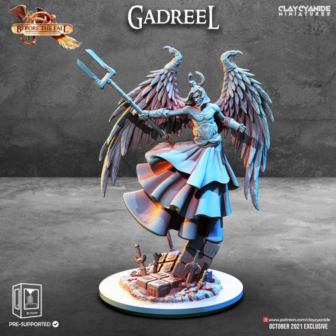 Gadreel Fallen Angel Before The Fall Clay Cyanide 3d Etsy