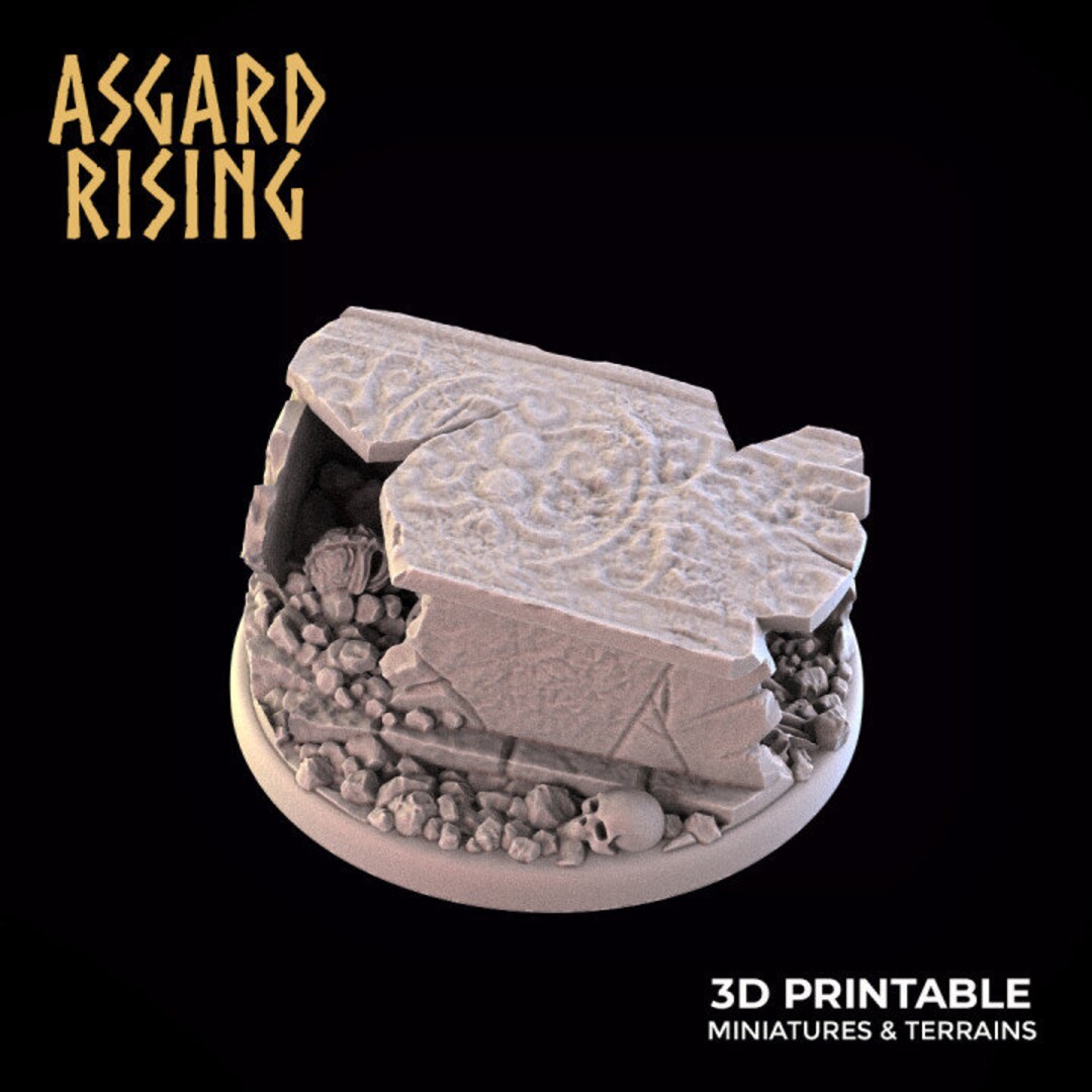 CRUSHED TOMB THEME Round Bases • Asgard Rising Miniatures • 3D Printed ...