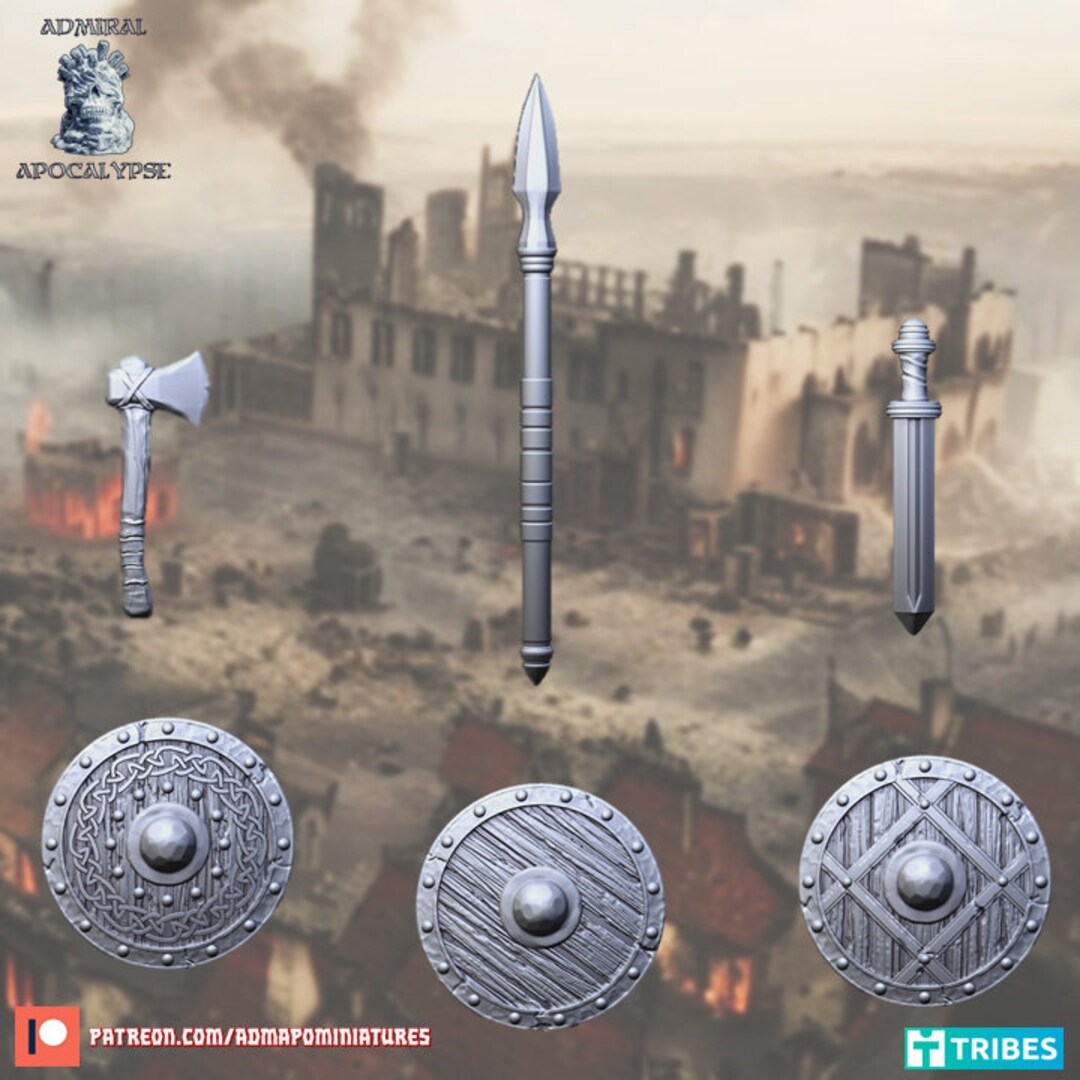 Norse Raid Weapons & Shields • Terrain • Admiral Apocalypse • 3D ...